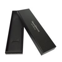 China Cardboard Rectangle Jewelry Gift Box Black Leather Watch Insert Elastic Deisgn for sale