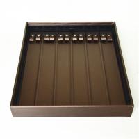 China PU Leather Custom Bracelet Display Tray Brown MDF Necklace Display Tray for sale
