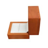 China Orange Earring MDF Wooden Jewelry Gift Box White Leather Insert for sale
