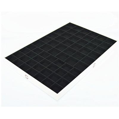 China Leatherette Small Velvet Jewelry Tray 70 Grids Cufflink Black Jewelry Display Tray for sale