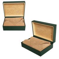 China Green Leather Travel Custom Watch Display Case Handmade Velvet Insert for sale