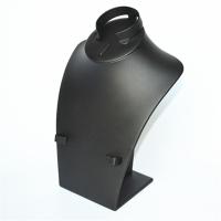 China PU Black Leather Necklace Bust Jewelry Display MDF customized Logo for sale