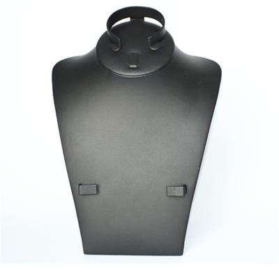China PU Black Leather Necklace Bust Jewelry Display MDF customized Logo for sale