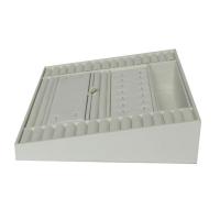 China Trapezoid Custom Jewelry Tray MDF White Leather Ring Tray Printing Logo for sale