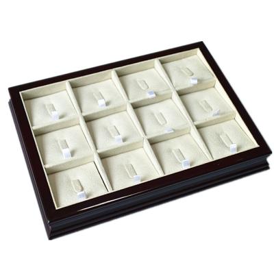 China Glossy Wooden Custom Jewelry Tray Cardboard MDF Velvet Ring Display Tray for sale