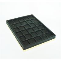 China Black PU Leather Foam Custom Jewelry Tray 24 Grids MDF Jewellery Ring Display Tray for sale
