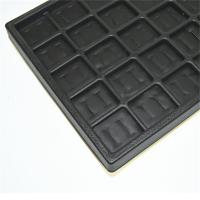 China Black PU Leather Foam Custom Jewelry Tray 24 Grids MDF Jewellery Ring Display Tray for sale