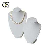 China White Jewelry Leather Necklace Bust Display Stand MDF 25cm Height for sale