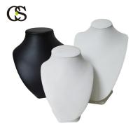 China White Jewelry Leather Necklace Bust Display Stand MDF 25cm Height for sale