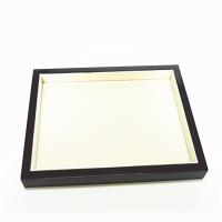 China Glossy Black Velvet Jewelry Display Tray Organizer Embossed Logo for sale