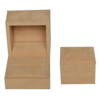 China Anniversary Birthday Velvet Jewelry Gift Boxes Khaki Velvet Engagement Ring Box for sale