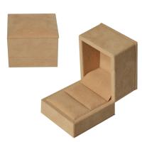China Anniversary Birthday Velvet Jewelry Gift Boxes Khaki Velvet Engagement Ring Box for sale