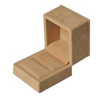 China Anniversary Birthday Velvet Jewelry Gift Boxes Khaki Velvet Engagement Ring Box for sale