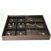 China Retro MDF PU Custom Jewelry Tray Hot Stamping Logo Stackable Necklace Trays for sale