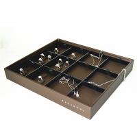 China Retro MDF PU Custom Jewelry Tray Hot Stamping Logo Stackable Necklace Trays for sale