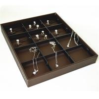 China Retro MDF PU Custom Jewelry Tray Hot Stamping Logo Stackable Necklace Trays for sale