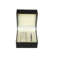 China Square Custom Watch Display Case Black Leatherette Paper Wrist Watch Storage Box for sale