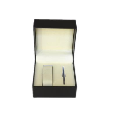 China Square Custom Watch Display Case Black Leatherette Paper Wrist Watch Storage Box for sale