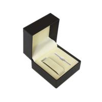 China Square Custom Watch Display Case Black Leatherette Paper Wrist Watch Storage Box for sale