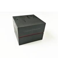 China Custom Personalised Single Watch Box Packaging Dark Grey Red Touch Paper PU for sale