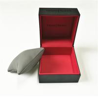 China Custom Personalised Single Watch Box Packaging Dark Grey Red Touch Paper PU for sale