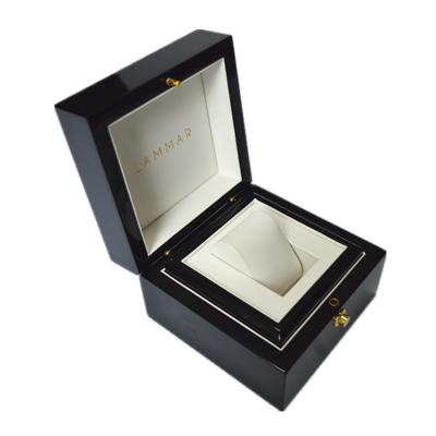 China Drawer Personalised Watch Boxes MDF Wooden Spray Painted Black Watch Case for sale