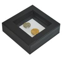 China MDF Jewelry Ring Gift Box 8*8*4cm Black Gift Box With Window for sale