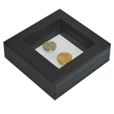 China MDF Jewelry Ring Gift Box 8*8*4cm Black Gift Box With Window for sale
