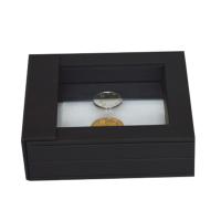 China MDF Jewelry Ring Gift Box 8*8*4cm Black Gift Box With Window for sale