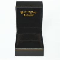 China Popular Black Leatherette Paper Ring Box Small Charming Attractive Gold Line Hot Stamping Logo Velvet Lining for sale