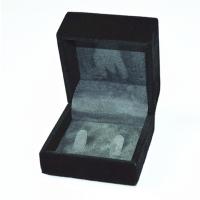 China Double Ring Velvet Jewelry Gift Boxes Handmade Black Grey Sew Line for sale