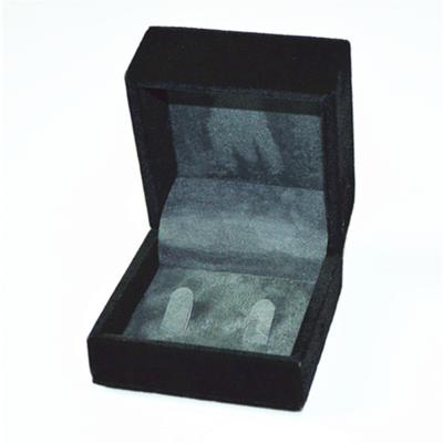 China Double Ring Velvet Jewelry Gift Boxes Handmade Black Grey Sew Line for sale