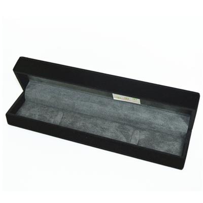 China Soft Black Bracelet Velvet Jewelry Gift Boxes Grey Lining Printed Custom Logo for sale