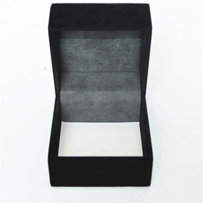 China Durable Plush Black Personalised Watch Boxes Handmade Sew Line Jewelry Packaging for sale