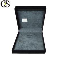 China Durable Plush Black Personalised Watch Boxes Handmade Sew Line Jewelry Packaging for sale
