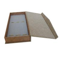 China Khaki Cardboard Pen Gift Box Packaging White Foam Insert Elastic Band Fixed for sale