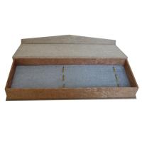 China Khaki Cardboard Pen Gift Box Packaging White Foam Insert Elastic Band Fixed for sale