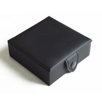 China Dark Blue PU Earring Cufflink Jewelry Box Packaging With Button Closure for sale