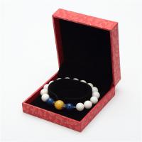 China Personalized Paper Jewelry Gift Boxes Red Leatherette For Ring Bracelet Chain for sale