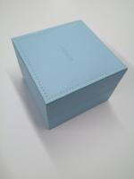 China Blue PU Leather Personalised Watch Boxes Square Embossed Logo for sale