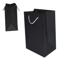 China Black Shopping Recycled Paper Gift Bags 25cm Length handmade With Handle for sale