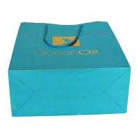 China Blue Recycled Paper Gift Bags String Handle Kraft Paper Shopping Bags for sale