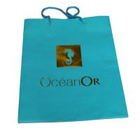 China Blue Recycled Paper Gift Bags String Handle Kraft Paper Shopping Bags for sale