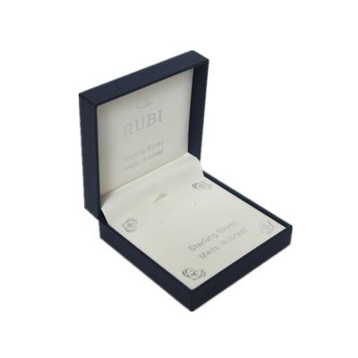 China Jewelry Leatherette Paper Gift Packaging Box Blue Textured Magnetic Closure for sale