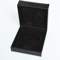 China Black Bracelet PU Leather Jewelry Box Velvet Lining 90*90*40mm Embossed Logo for sale