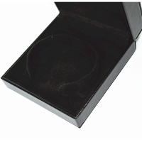 China Black Bracelet PU Leather Jewelry Box Velvet Lining 90*90*40mm Embossed Logo for sale