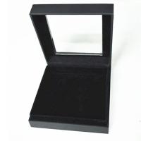 China Bangle 90*90*40mm Velvet Lined Jewelry Boxes Black Touch Paper With Window for sale