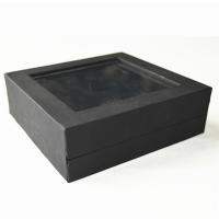 China Bangle 90*90*40mm Velvet Lined Jewelry Boxes Black Touch Paper With Window for sale