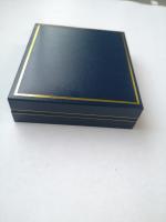 China Blue Cufflinks Box Plastic Golden Line Gift Box More Cufflinks Packaging Box Satin Inner Lid Blue Velvet Insert Gift Box for sale