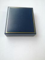 China Blue Cufflinks Box Plastic Golden Line Gift Box More Cufflinks Packaging Box Satin Inner Lid Blue Velvet Insert Gift Box for sale